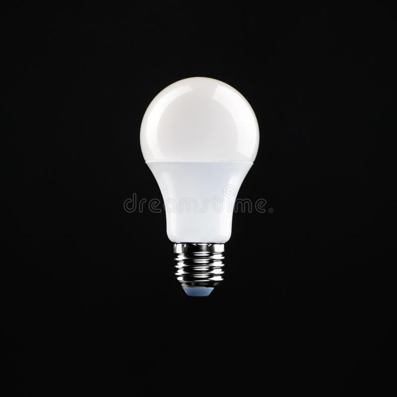 Light Bulb on Black Background Stock Image - Image of environment ...