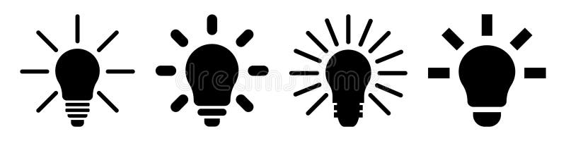 Light Bulb Black Icon, Ideas Symbol. Vector Illustration Isolated Stock ...