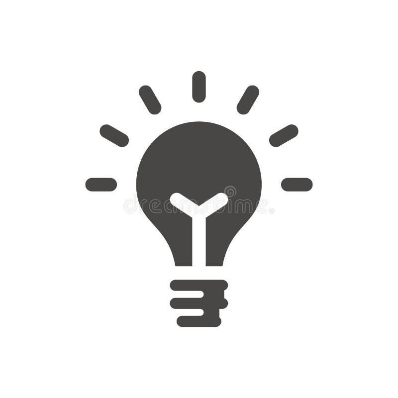 Light Bulb Black Vector Icon. Simple Lightbulb, Idea Symbol Stock ...