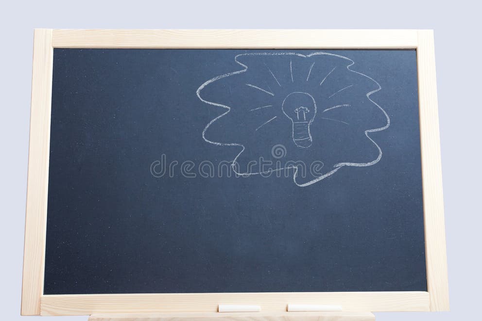 Light bulb on blackboard stock photo. Image of blackboard - 21040310