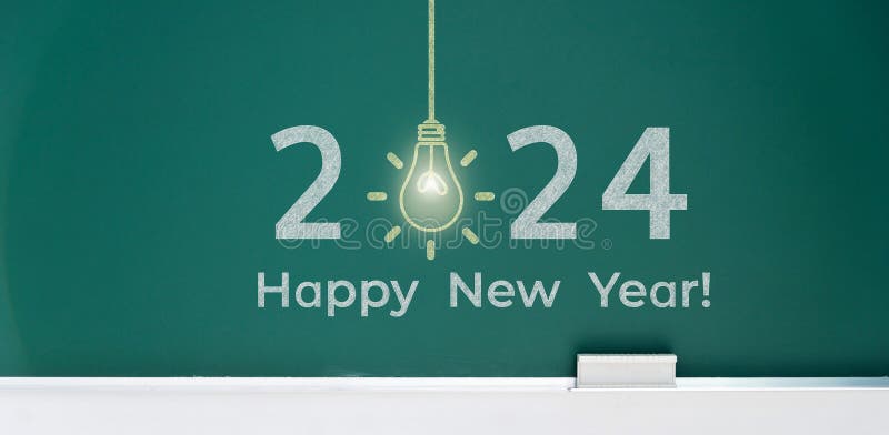 2024 Light Bulb on the Blackboard Stock Photo - Image of chalk ...