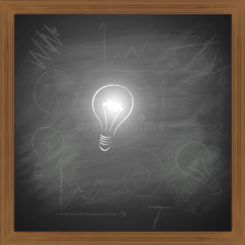 Light bulb on blackboard stock illustration. Illustration of bulb ...