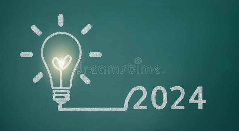 2024 Light Bulb on the Blackboard Stock Photo - Image of design ...