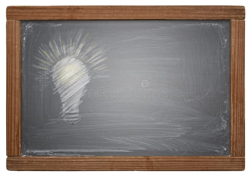 Light bulb on blackboard stock image. Image of board - 105482101