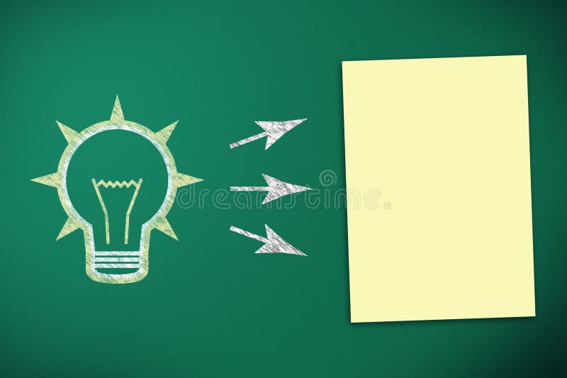 Light Bulb and Blank Paper on Black Board Stock Illustration ...