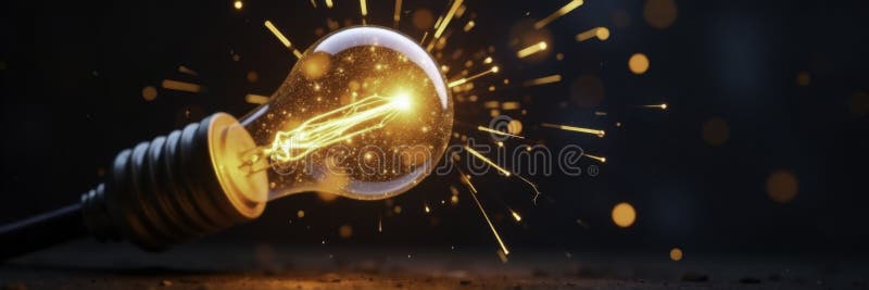 Light Bulb Blasting Upward with Intense Sparks, Light, Burst, Spark ...