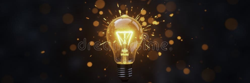 Light Bulb Blasting Upward with Intense Sparks, Light, Spark Stock ...