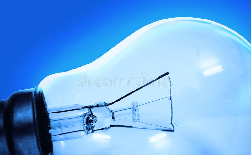 Light bulb on blue stock photo. Image of blank, blue - 46499586