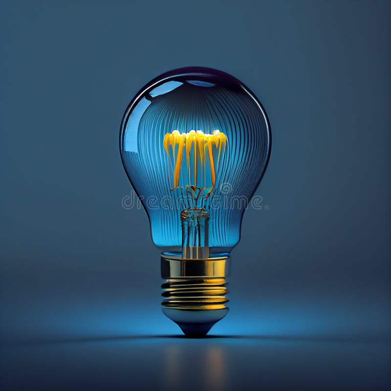 Light Bulb on a Blue Background. Generative AI Stock Illustration ...