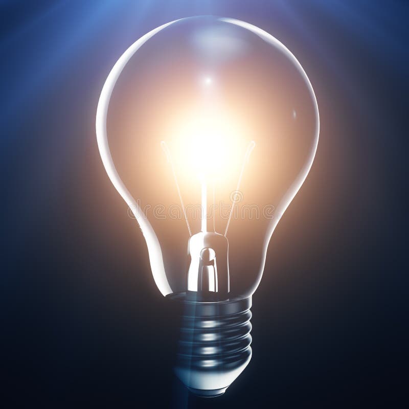 Light Bulb on Blue Background, Idea Concept, Innovation Concept, 3d ...