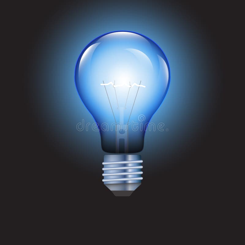 Light Bulb on Blue Background Stock Vector - Illustration of vector ...