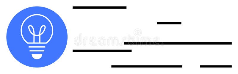 Light Bulb Blue Circle with Abstract Lines - Modern Vector Design for ...