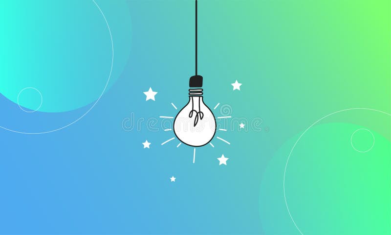 Light Bulb on Blue and Green Gradient Background. Modern Vector Light ...