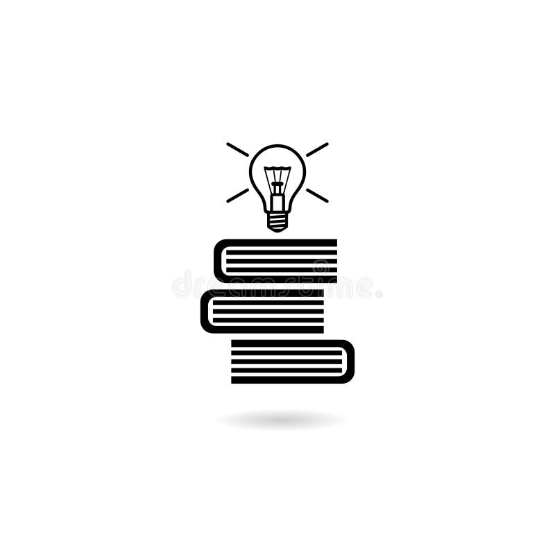 Light Bulb and Book Icon with Shadow Stock Illustration - Illustration ...