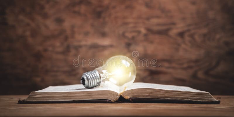 Light Bulb on the Book. Knowledge, Creative, Wisdom Stock Photo - Image ...