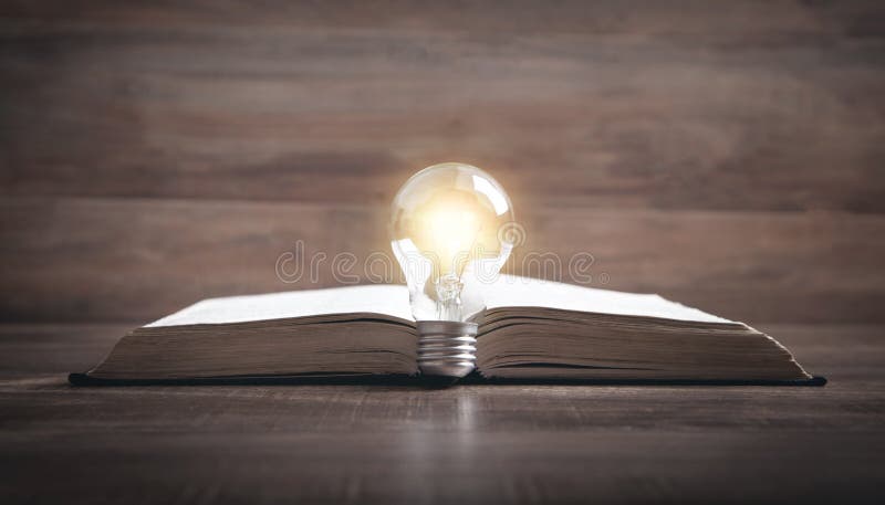 Light Bulb and Book. Knowledge and Wisdom Stock Photo - Image of read ...