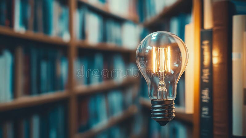 Light Bulb with Book Symbolizing Innovation Idea and Learning Promoting ...