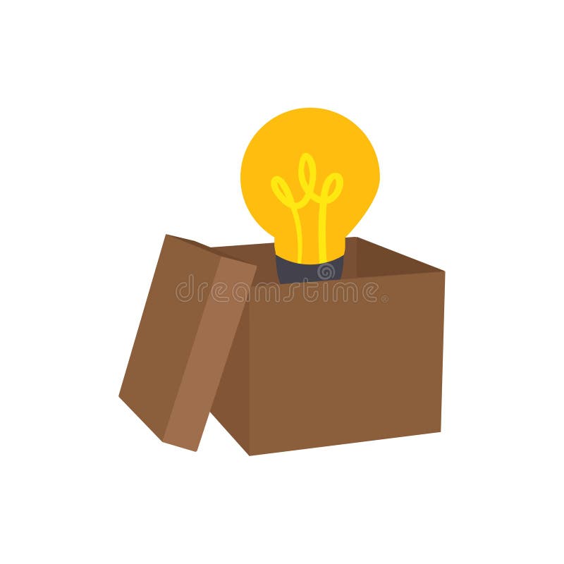 Light Bulb with Box, Creative Idea Concept Flat Vector Stock Vector ...