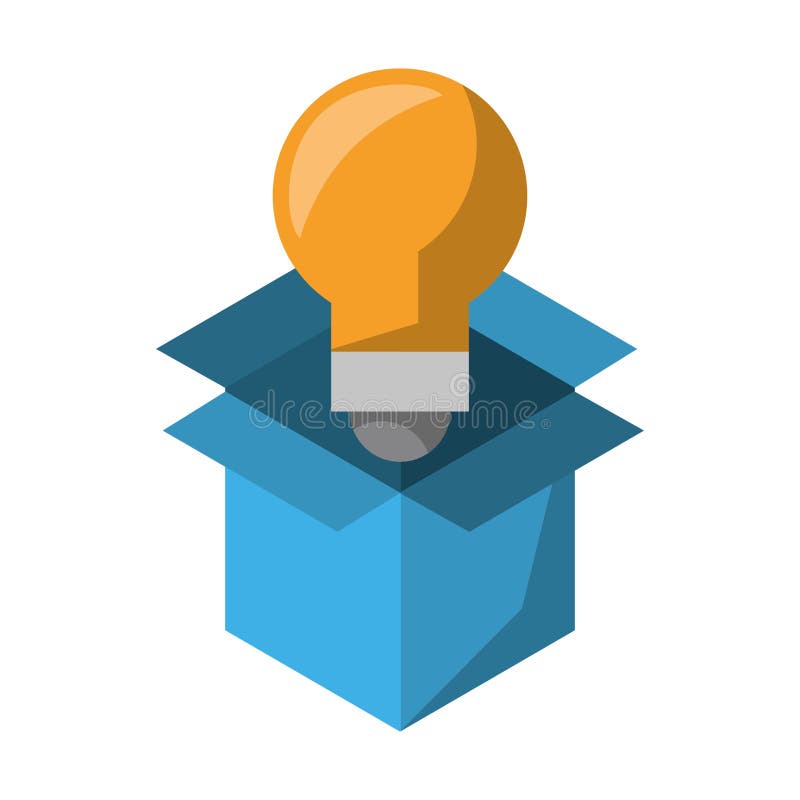 Light bulb with box stock vector. Illustration of innovation - 146257230