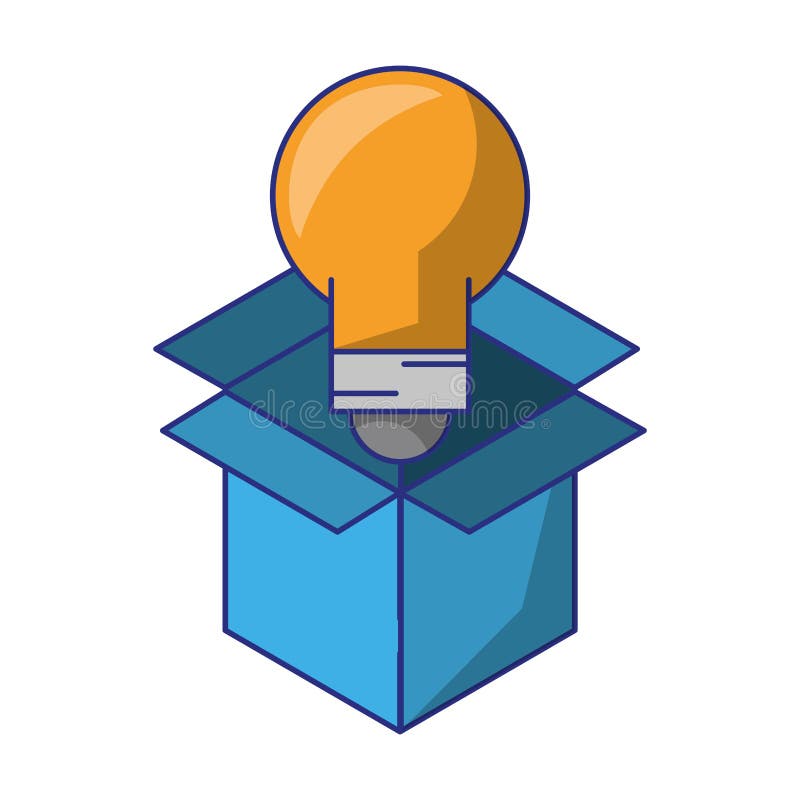 Light bulb with box stock vector. Illustration of lamp - 146279417