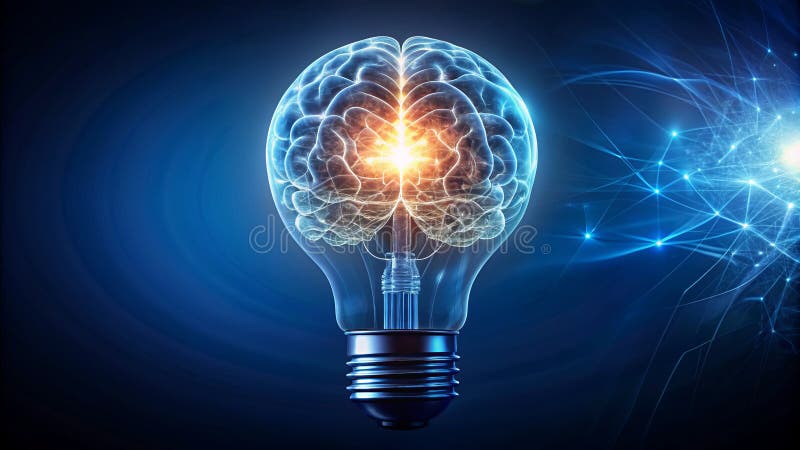 Light Bulb with Brain. Concept of Idea, Innovation, Creativity ...
