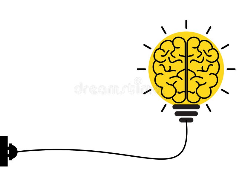 Light Bulb with Brain Connected To Power Socket Stock Vector ...