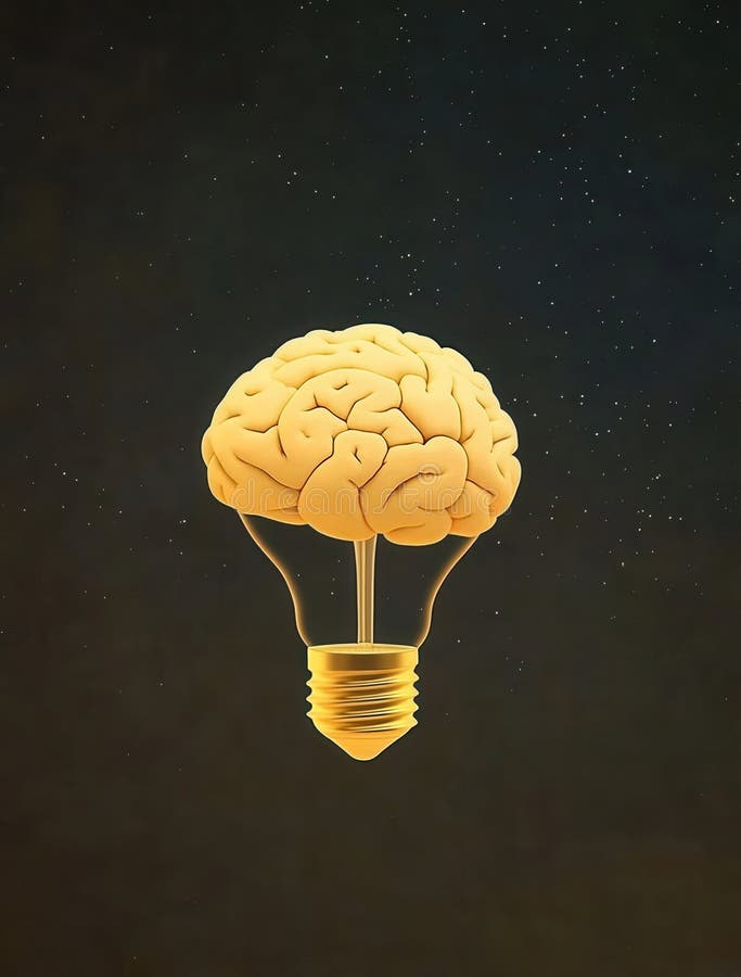 Light Bulb with Brain Design Inside Symbolizing Intelligence Stock ...