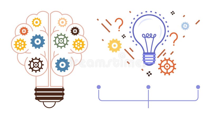 Creative Brainstorming with Light Bulb and Gears for Innovative Problem Solving Stock ...