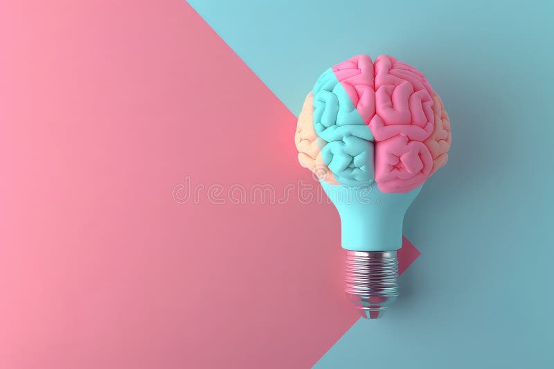Light Bulb with Brain Halves.Concept of Idea, Creativity, Thinking ...