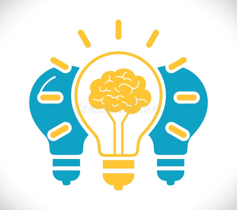 Light bulb brain icon stock vector. Illustration of bright - 210013708