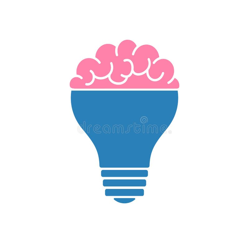 Light Bulb Brain Icon, Vector Illustration Stock Vector - Illustration ...