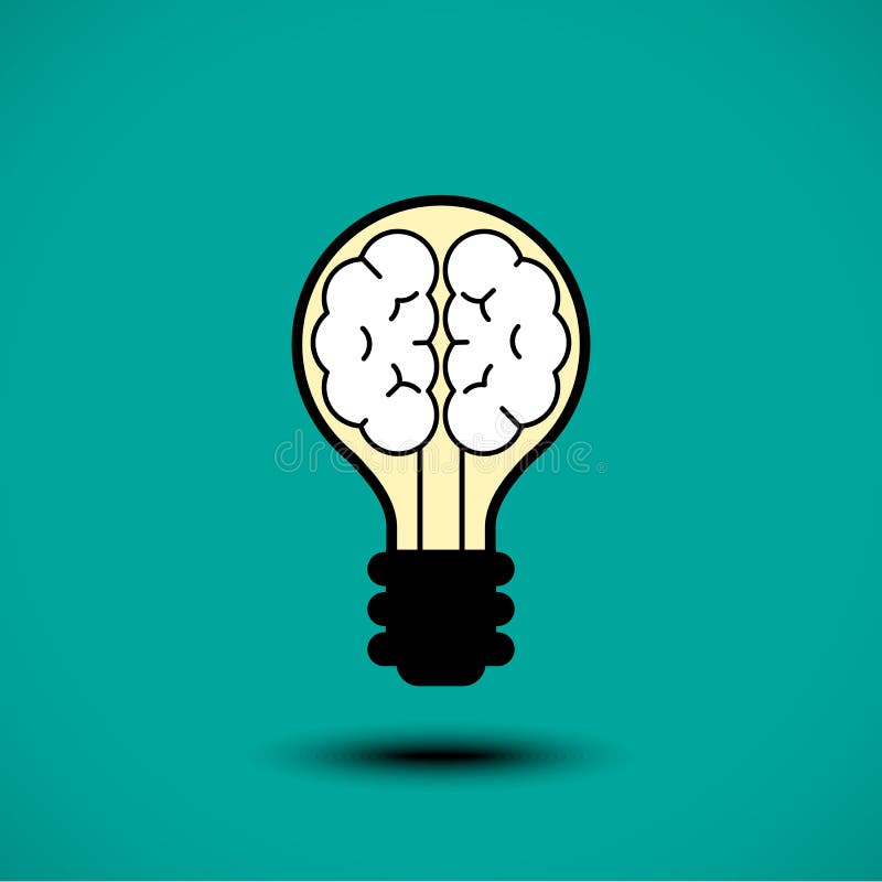 Light bulb brain icon stock vector. Illustration of innovation - 98980328