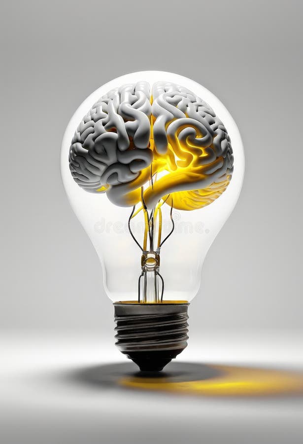 Light Bulb with Brain and Ideas, Brainstorming, Brain Memory Panoramic ...