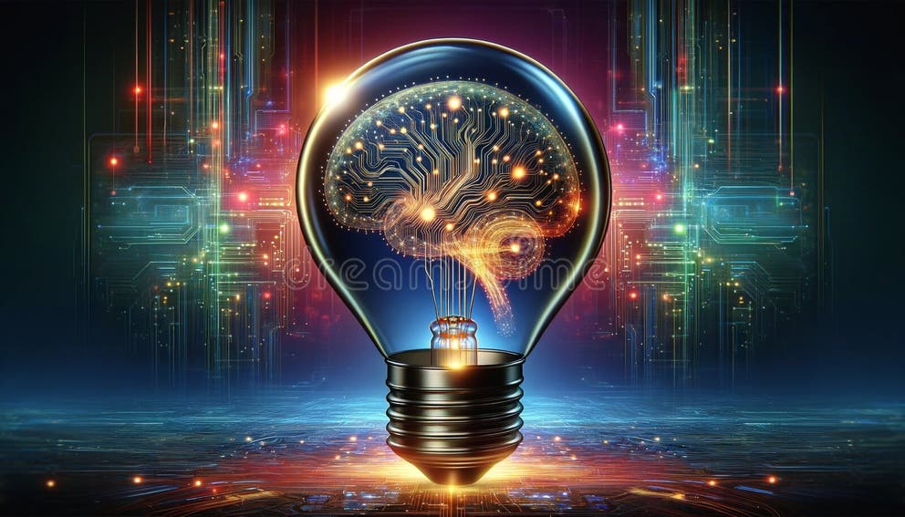 Light Bulb with Brain Inside. Concept of Intellectual Enlightenment ...