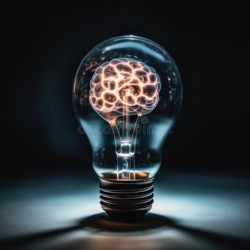Light Bulb with a Brain Inside. Idea Concept Stock Illustration ...