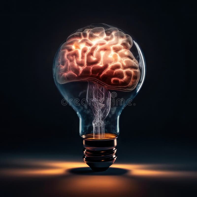 Light Bulb with a Brain Inside. Idea Concept Stock Illustration ...