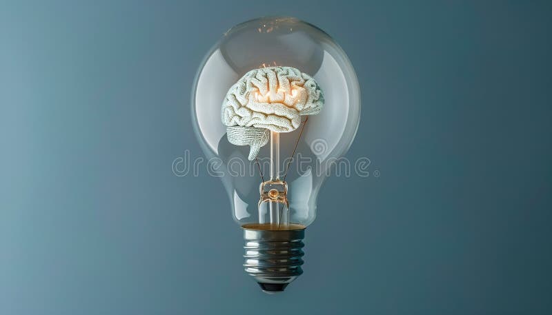 A Light Bulb with a Brain Inside Symbolizes Cognitive Power and ...