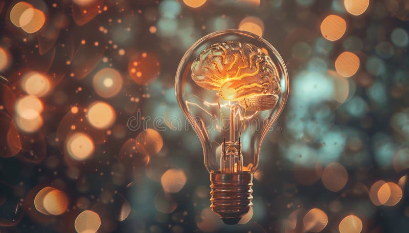 A Light Bulb with a Brain Inside Symbolizes Cognitive Power and ...