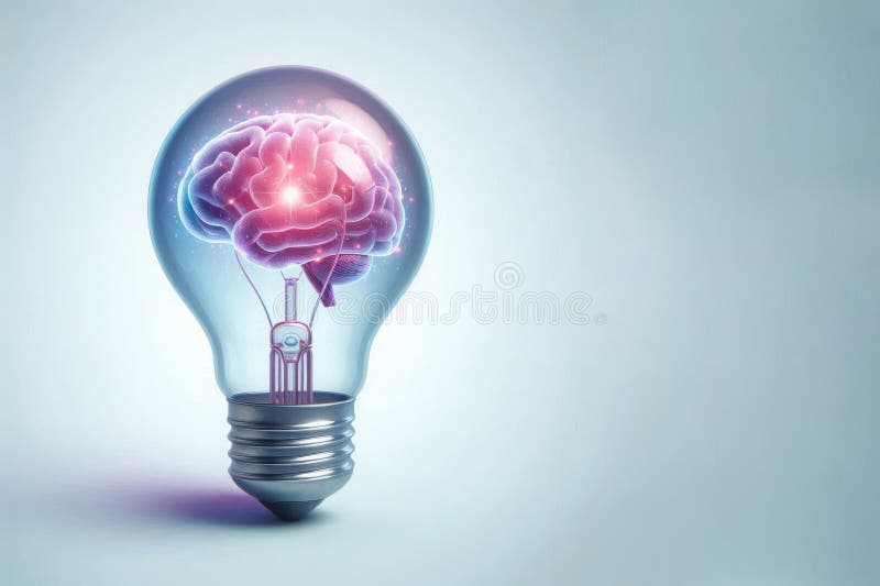 A Light Bulb with a Brain Inside, Symbolizing an Idea and Intelligence ...