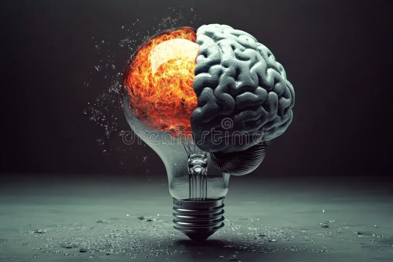 Light Bulb with a Brain, Symbolizing Creativity and Innovation Stock ...