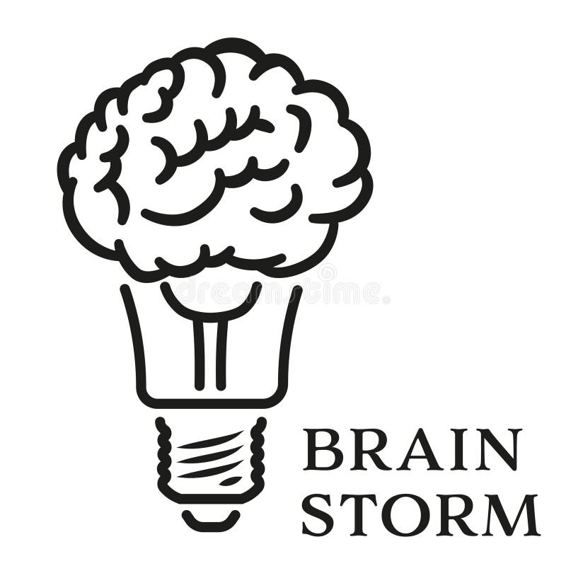 Light Bulb and Brain with a Thin Line. Symbol of Creativity, Creative ...
