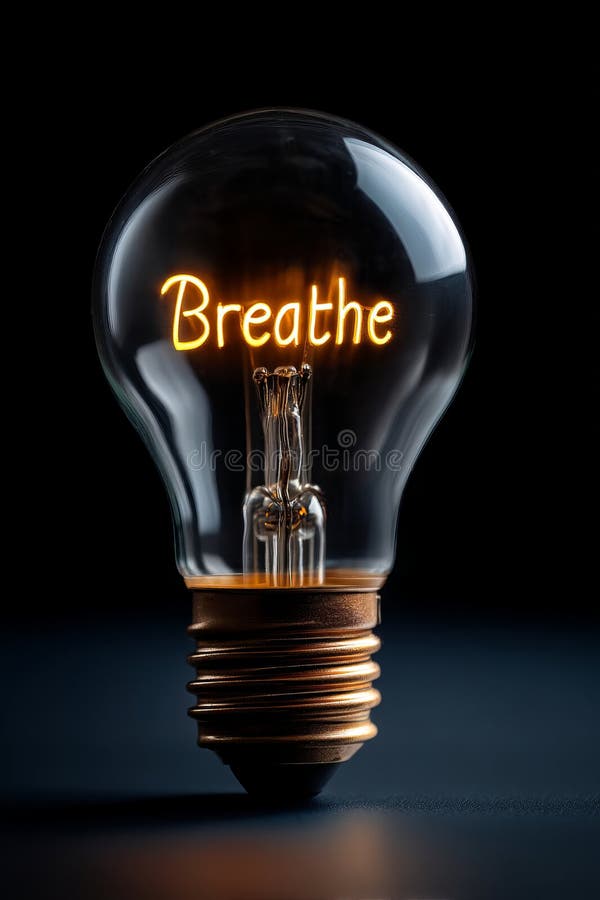 Light Bulb with "Breathe" Illuminated Warmly for Inspiration and ...