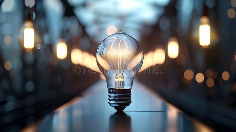 Light Bulb with a Bridge Connecting Ideas To Growth. Stock Illustration ...