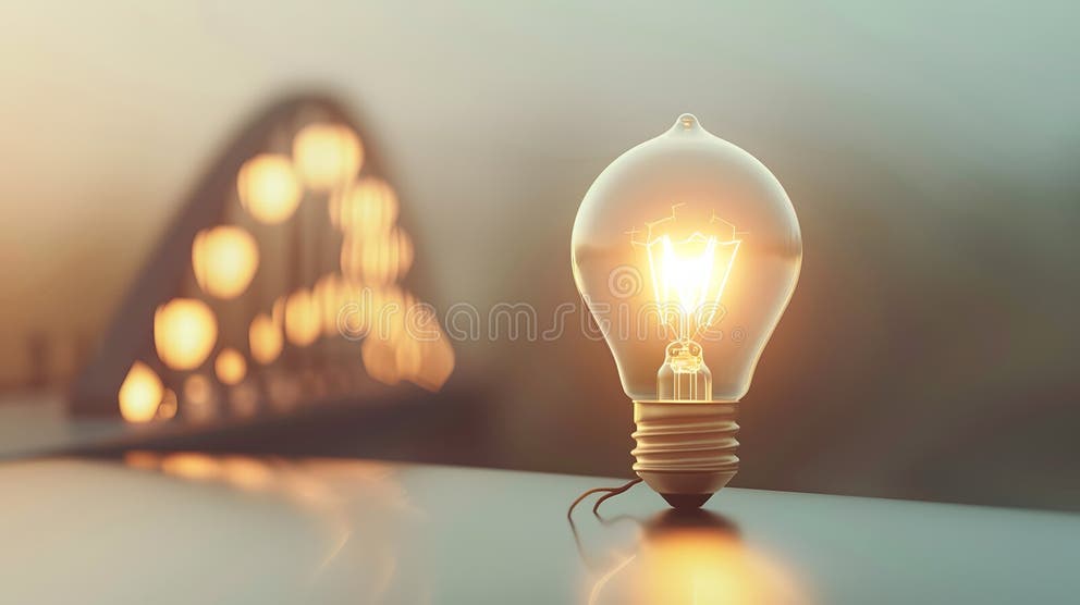 Light Bulb with a Bridge Connecting Ideas To Growth. Stock Illustration ...