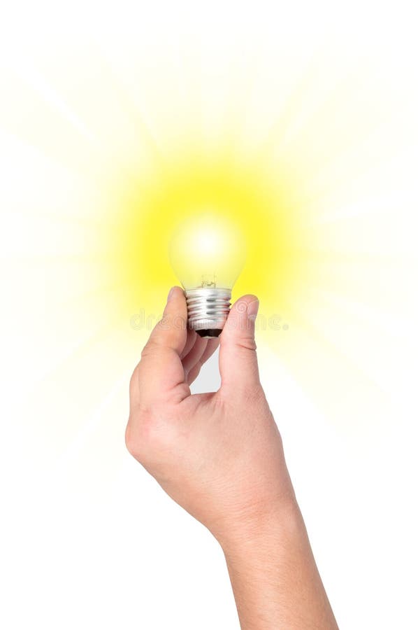 Light Bulb with Bright Rays. Stock Illustration - Illustration of palm ...