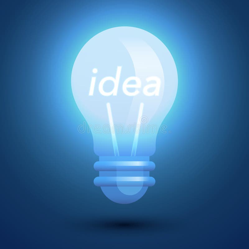 Light Bulb Brighten in Dark Blue Background. Idea Concept Vector ...