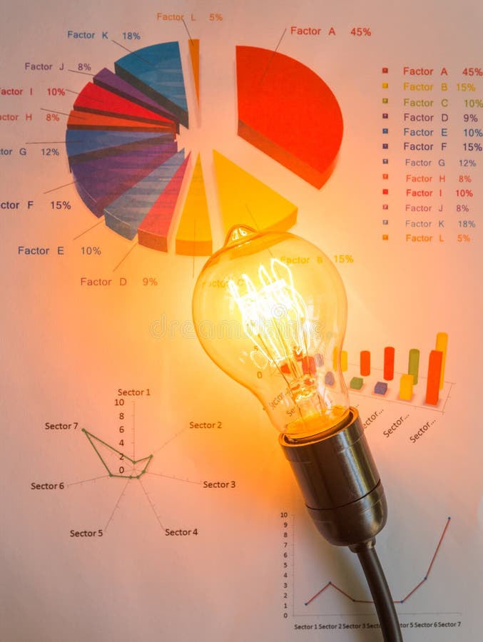 Light Bulb with Drawing Graph Inside Stock Photo - Image of solution ...