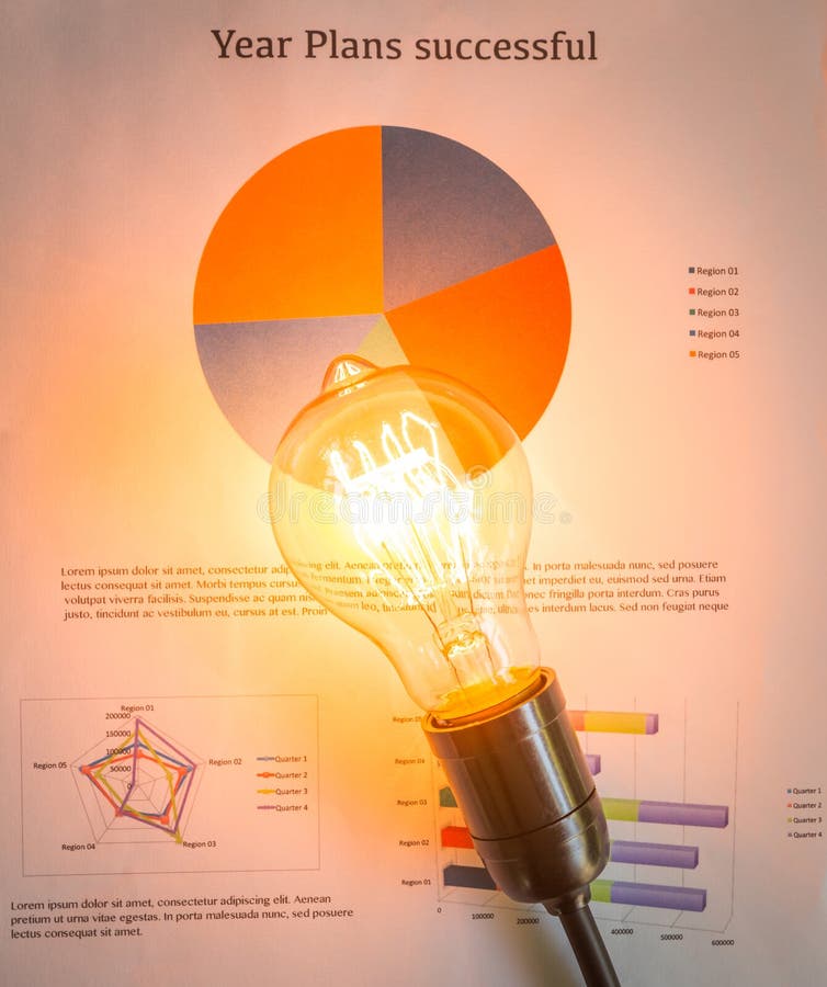 Light Bulb with Business Graph Placed Stock Photo - Image of innovation ...