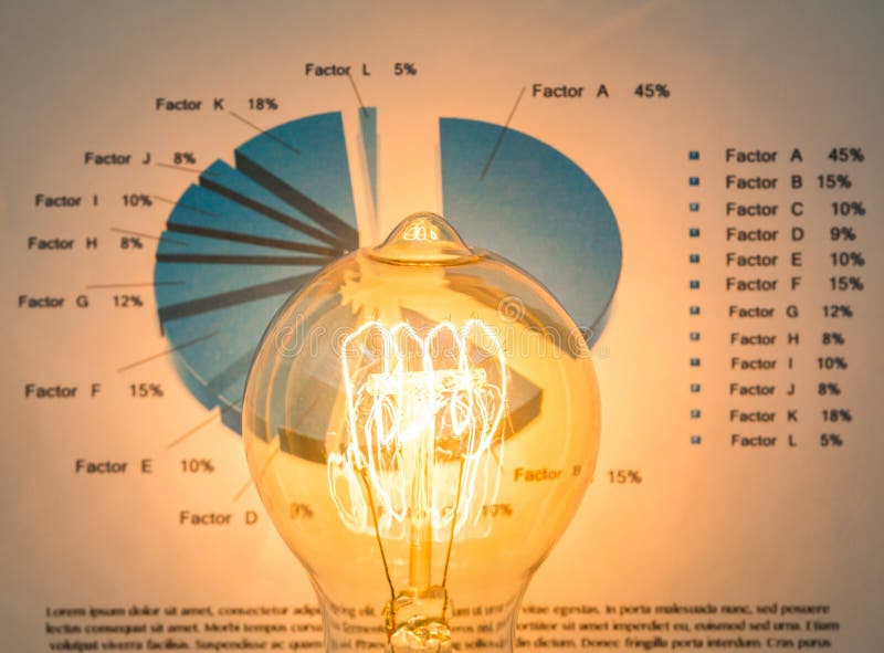 Light Bulb with Drawing Graph Inside Stock Illustration - Illustration ...
