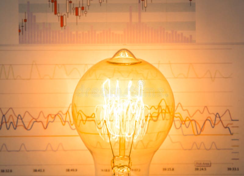 Light Bulb with Drawing Graph Inside Stock Illustration - Illustration ...